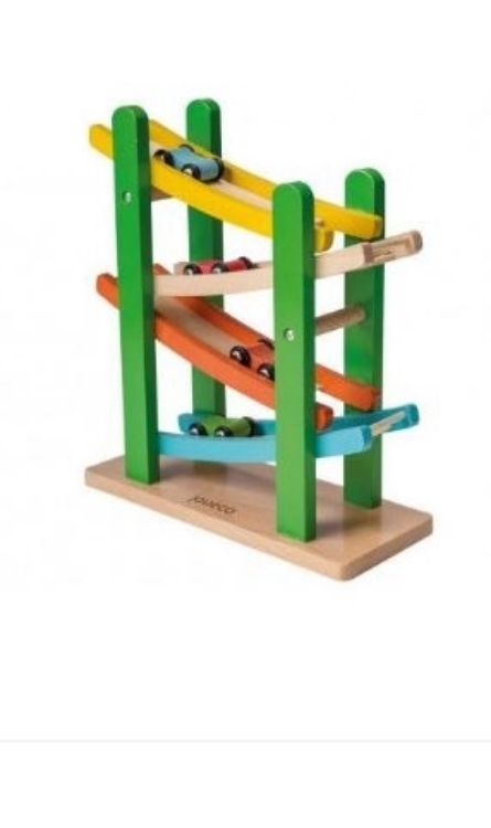 HOUT-DOE.NL | Duurzaam houten speelgoed. Helling racebaan autobaan Joueco met 4 auto's kopen ...